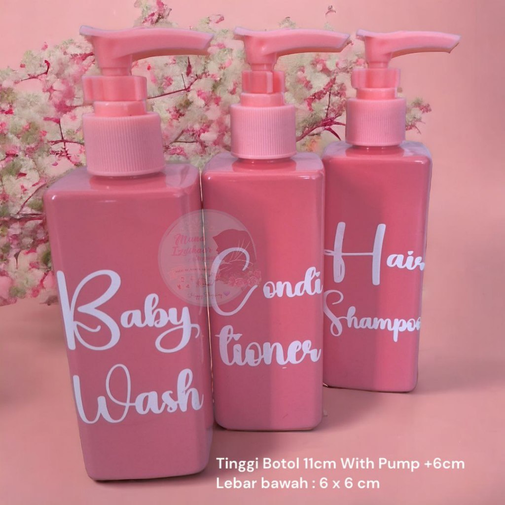 Jual Botol Kotak PINK FULL +Stiker Aesthetic Bottle Minimalist Refill ...