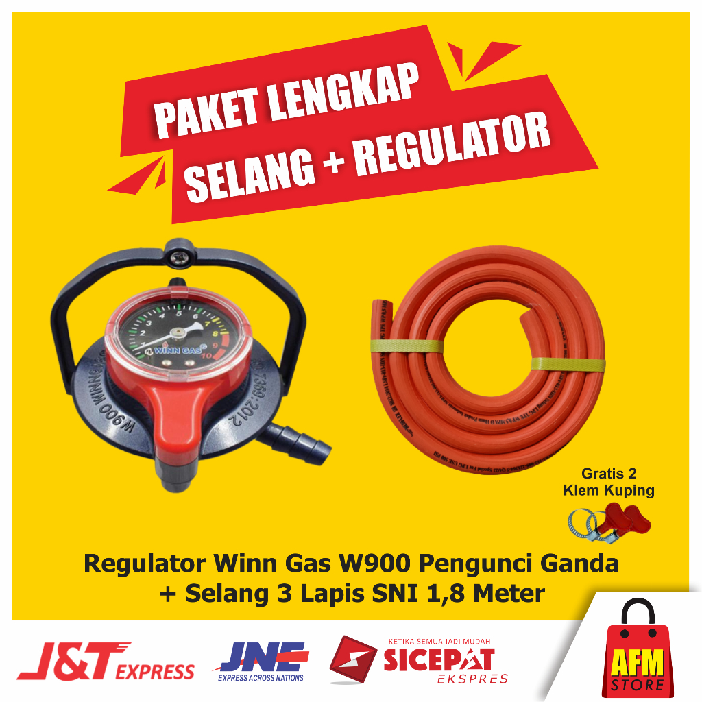 Jual Paket lengkap Regulator Winn Gas W900 + Selang 3 Lapis SNI Panjang ...