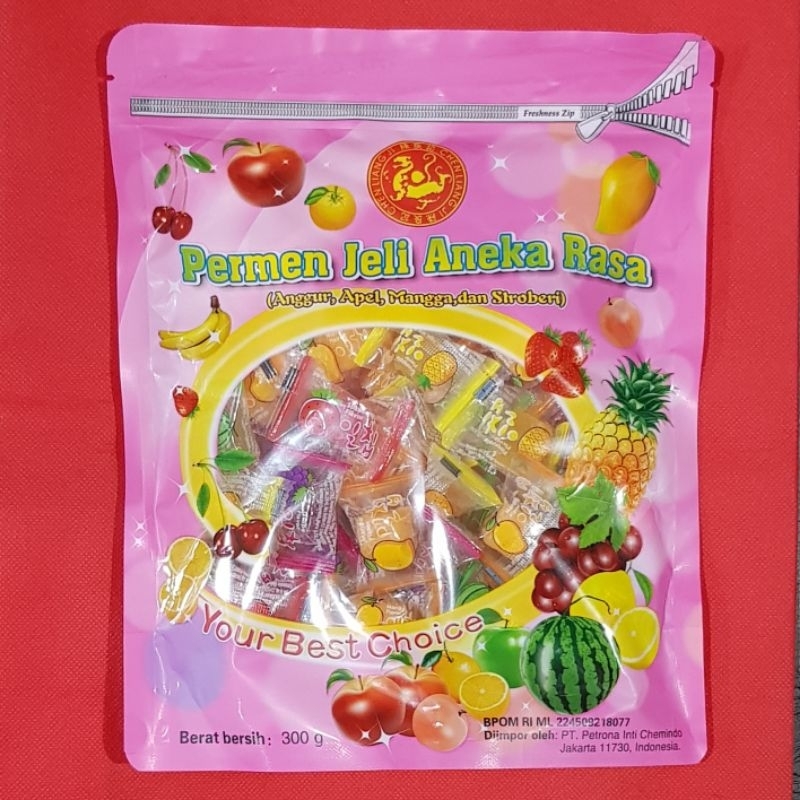 Jual Permen Jeli Aneka Rasa bungkus Pink 300 gr / Permen Imlek / Hari ...