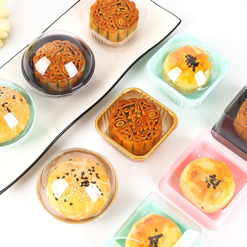 Jual TRAY MIKA EMAS / HITAM / WARNA +TUTUP MOONCAKE 50/80/100 gr TRAY ...
