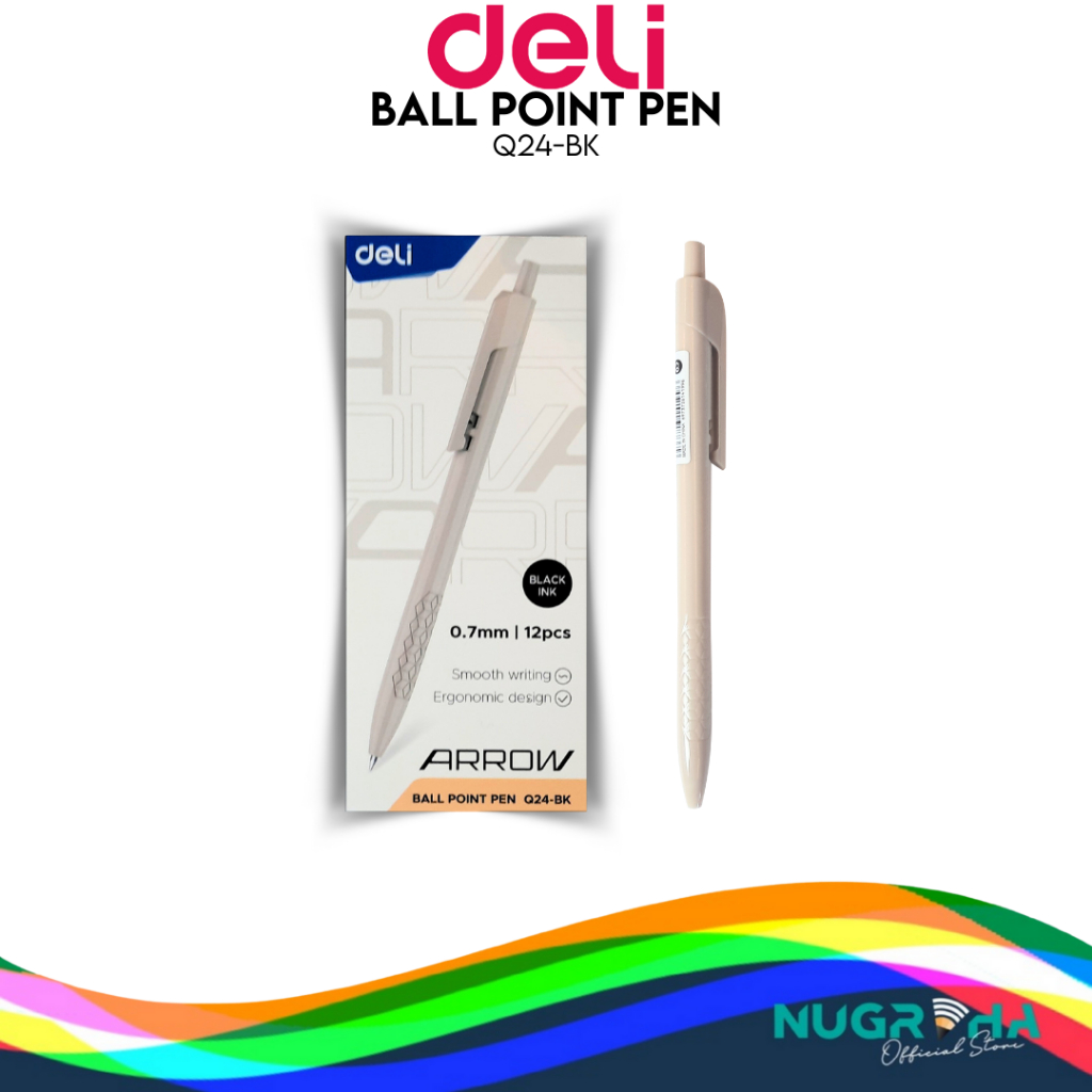 Jual Pulpen Tekan Deli Tip 0.7mm Ballpoint Tinta Hitam Q24 | Shopee ...