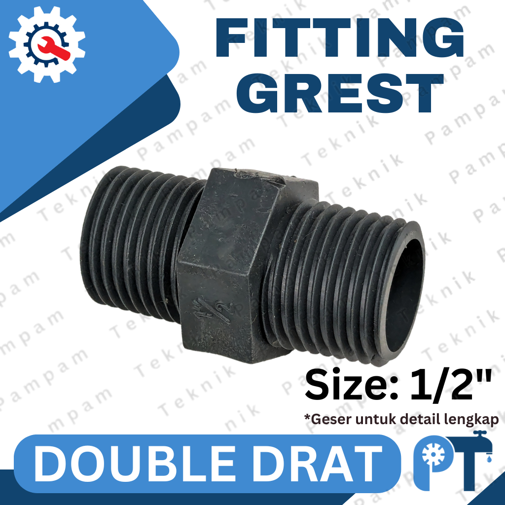 Jual Double nipple 1/2 AW Grest - Dobel nepel 1/2" Dabel drat 1/2 inch ...