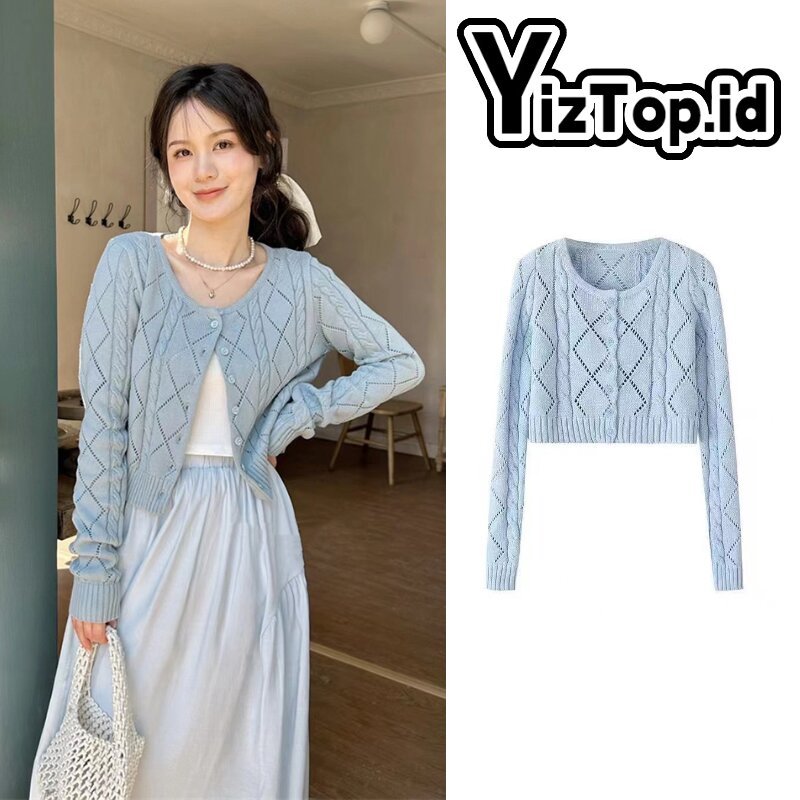 Jual Yiztop - Baju Cardigan Rajut Wanita Lengan Panjang Outer Crop ...