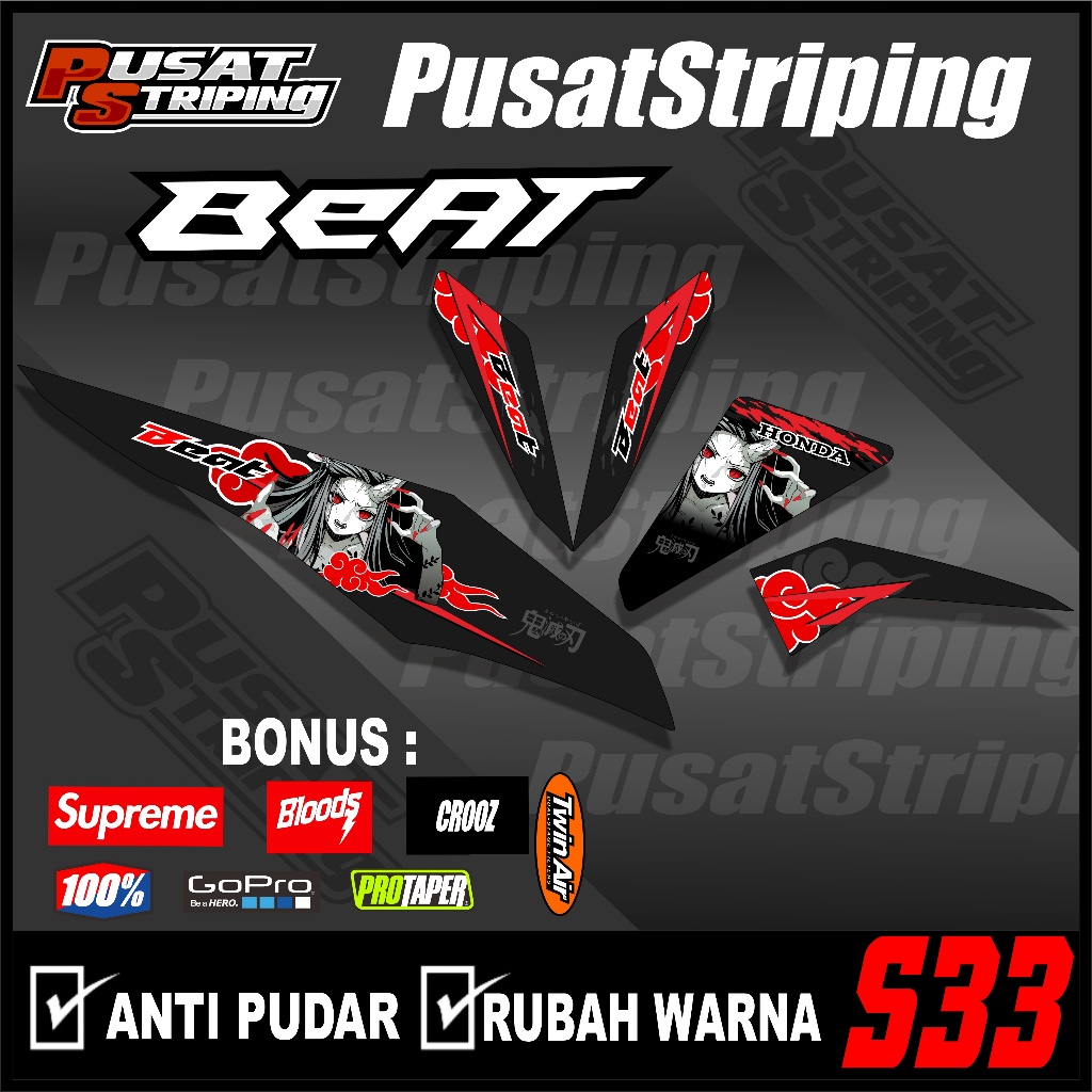 Jual S33 Striping Motor Variasi List Stiker Honda Beat FI Lama 2013 ...