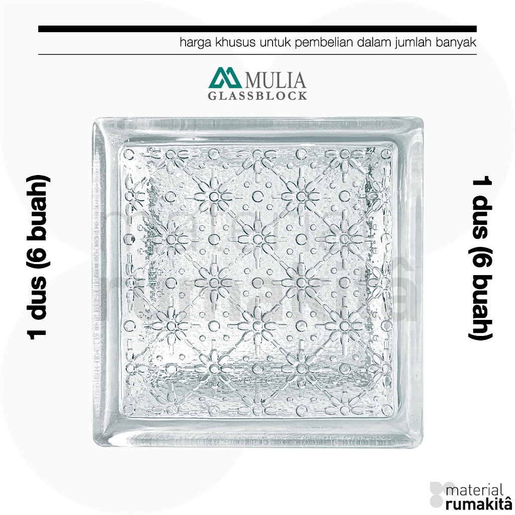 Jual GLASS BLOCK MULIA MOTIF LENGKAP / GLASSBLOCK DINDING 1 DUS 6 BUAH ...