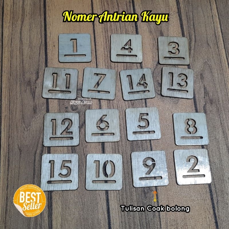 Jual Nomer Antrian Meja Pesanan Kayu / Sign Penanda Nomor Urut Cafe ...