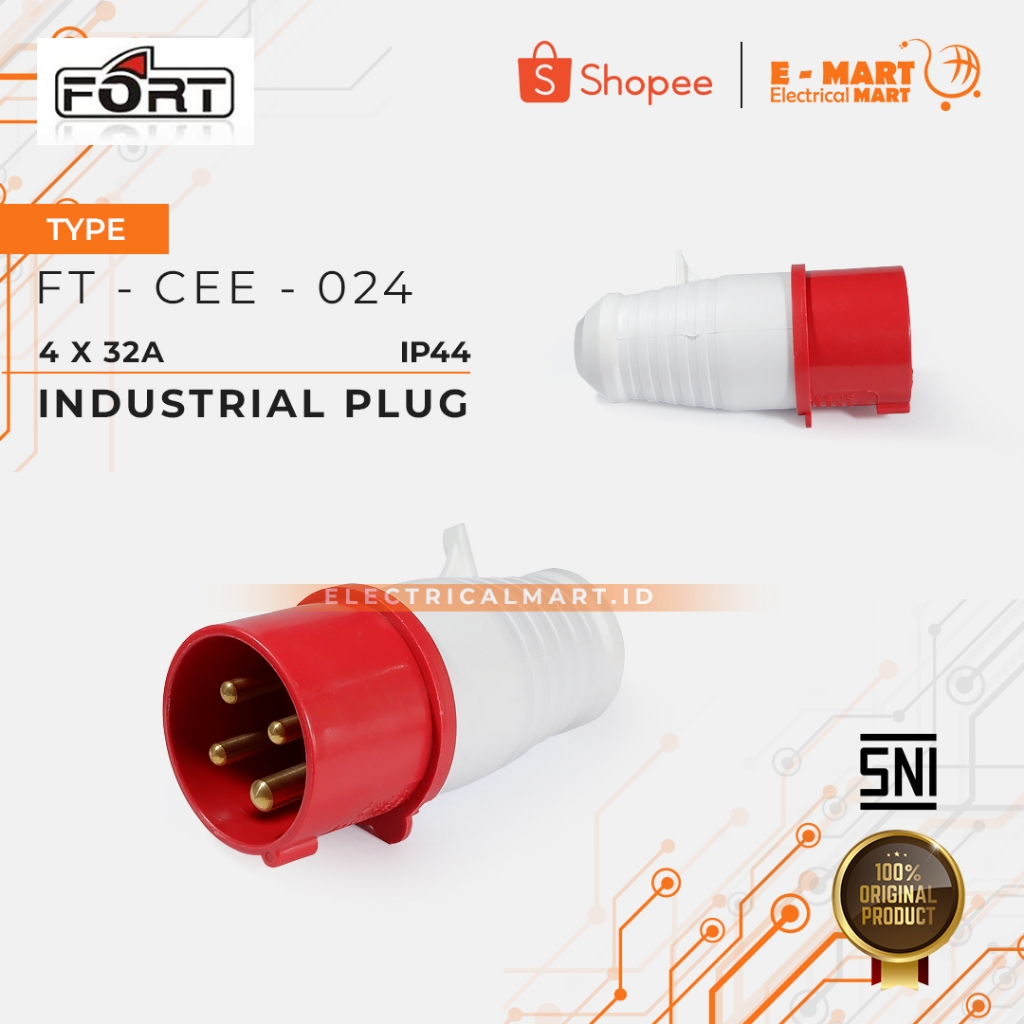 Jual Fort Industrial Plug CEE-024 4 X 32A IP44 | Shopee Indonesia
