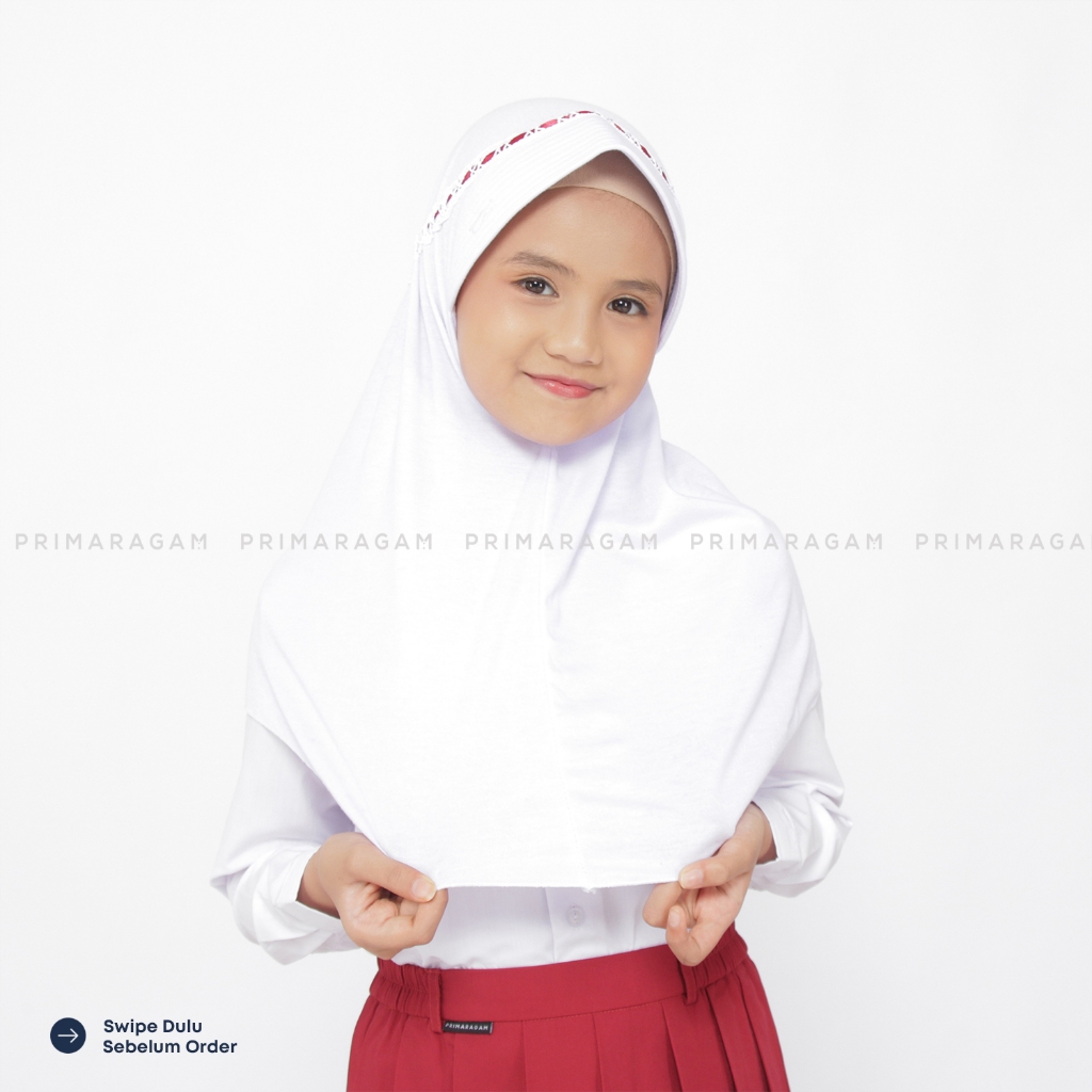 Jual Primaragam Kerudung Sekolah Anak Sd Jilbab Putih Pita | Shopee Indonesia