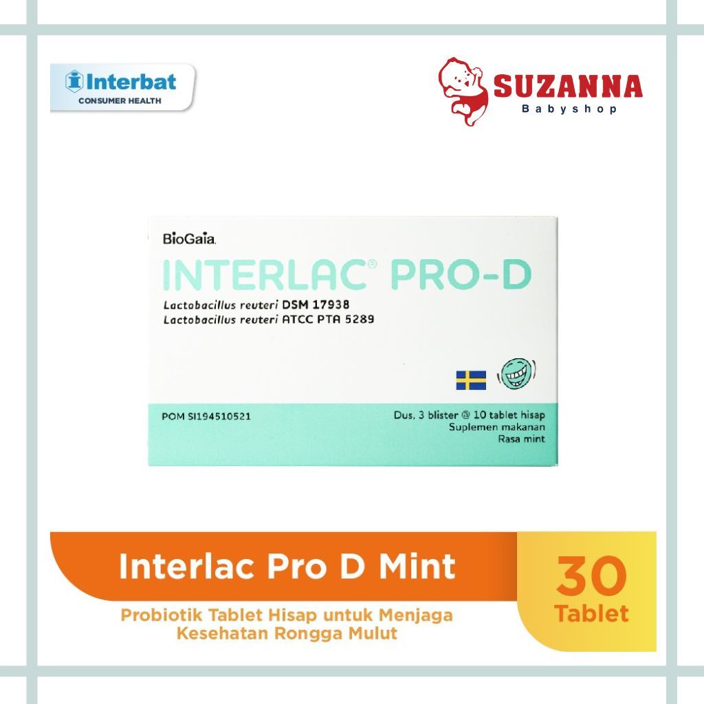 Jual Interlac Pro D Lozenges Tablet Hisap Mint - 3 Strip @ 10 tablet ...