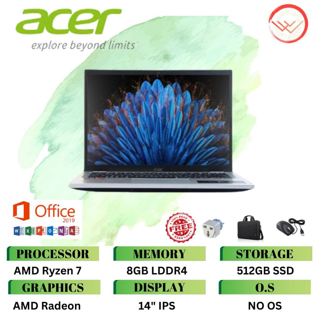 Jual Acer Aspire 3 A314-42P-R8PQ with AMD Ryzen 7 5700U and 8GB LPDDR4 ...