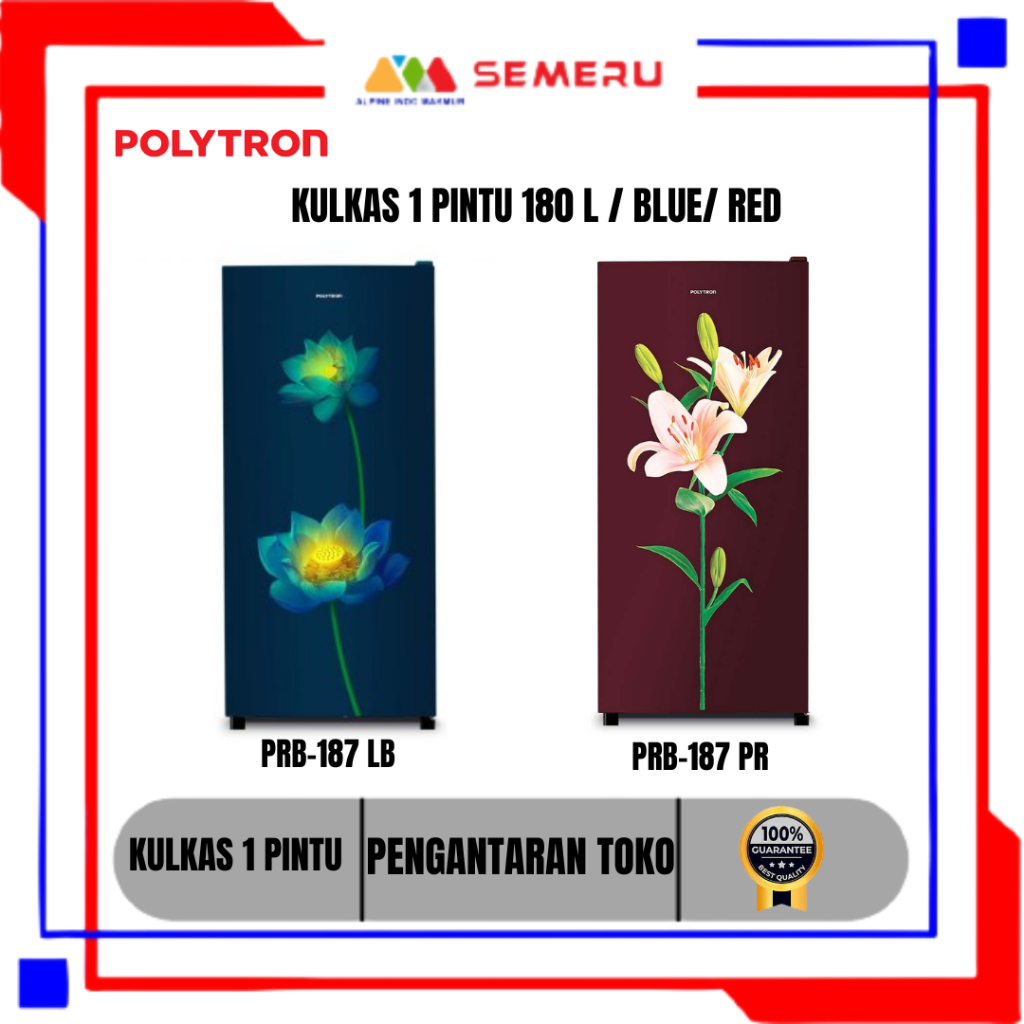 Jual POLYTRON KULKAS 1 PINTU Metallic 180 L / BLUE / RED PRB-187 /LB/PR ...