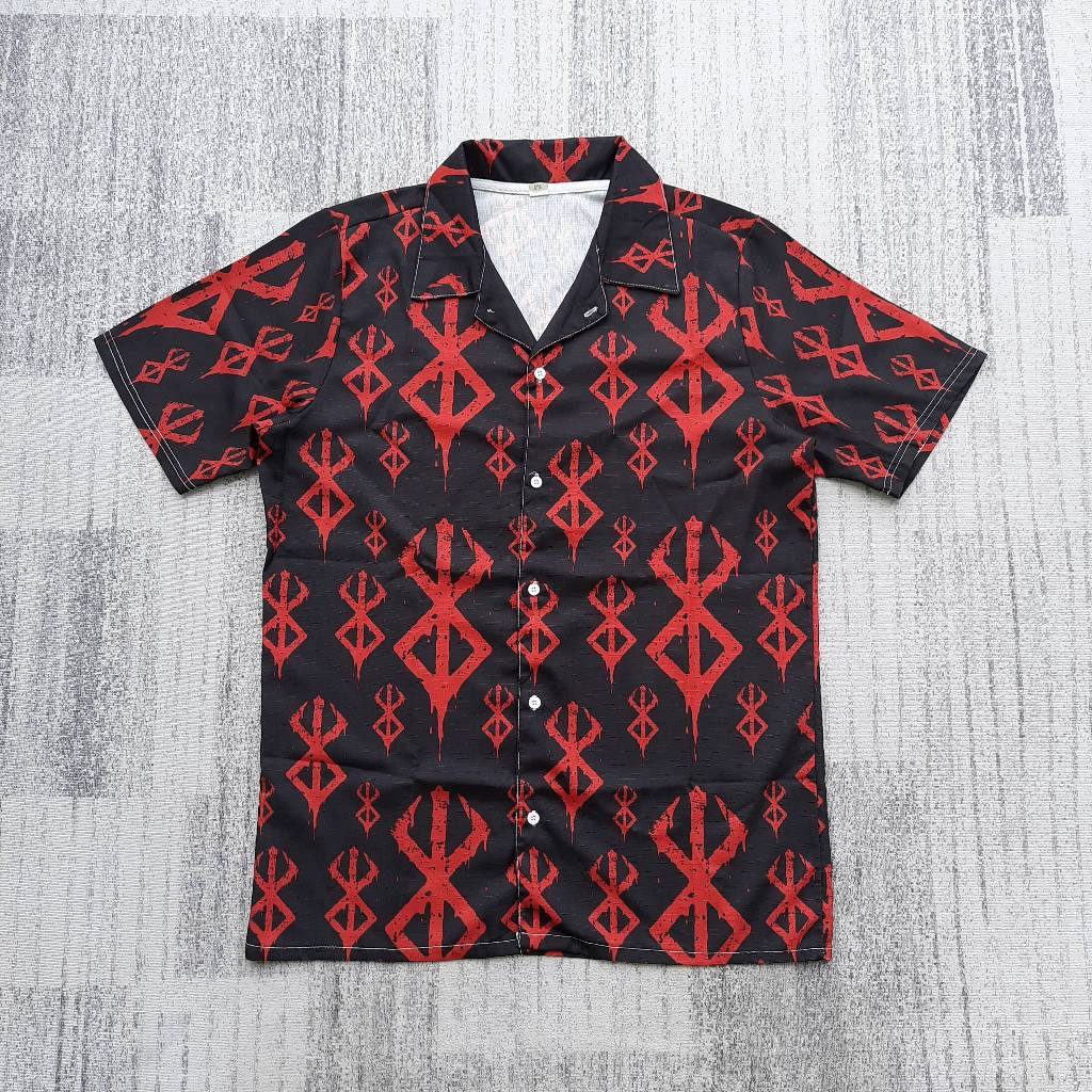 Jual Berserk Symbol Pattern Open Collar Shirt Kemeja Kerah Terbuka ...