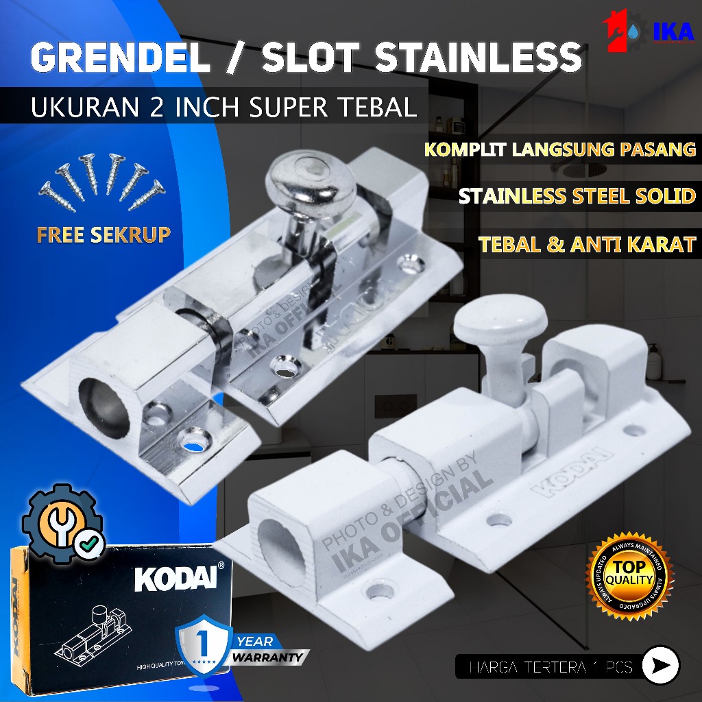 Jual Grendel Slot Pintu/kunci Silver 6,5 cm I By KODAI ASLI 100% ...