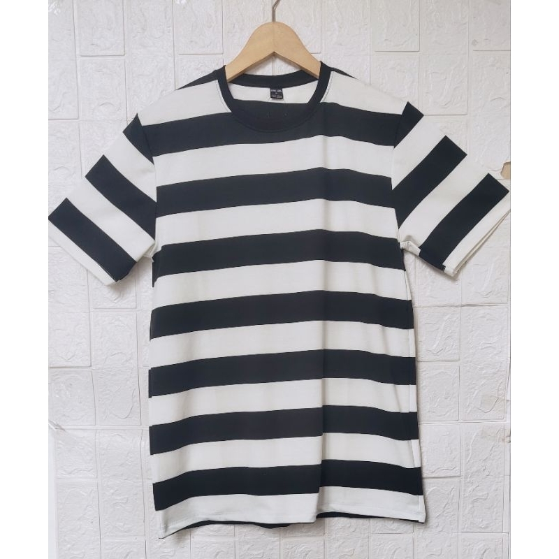 Jual Kaos Salur Kaos Belang Balok Hitam Putih Jumbo | Shopee Indonesia