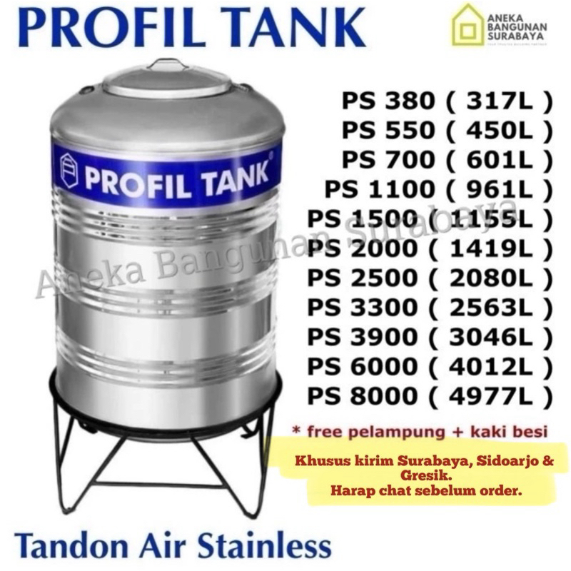 Jual Tandon Toren air PROFIL TANK Stainless PS380 | PS550 | PS700 ...