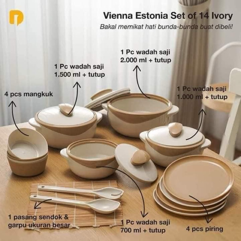 Jual Vienna estonia serving set Wadah saji aesthetic plastik anti pecah ...