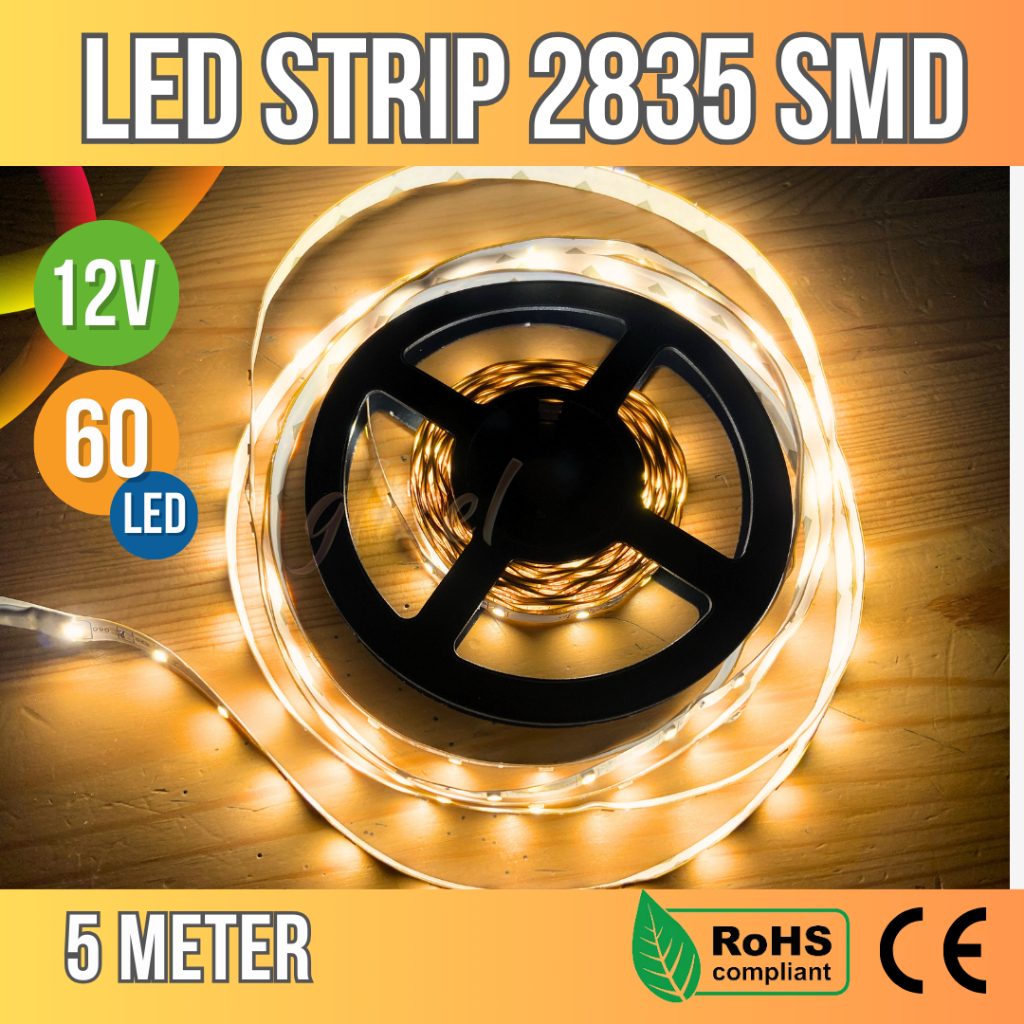 Jual Led Strip 2835 12v 60 Mata Kecil 5 Meter Indoor Lampu Pita ...
