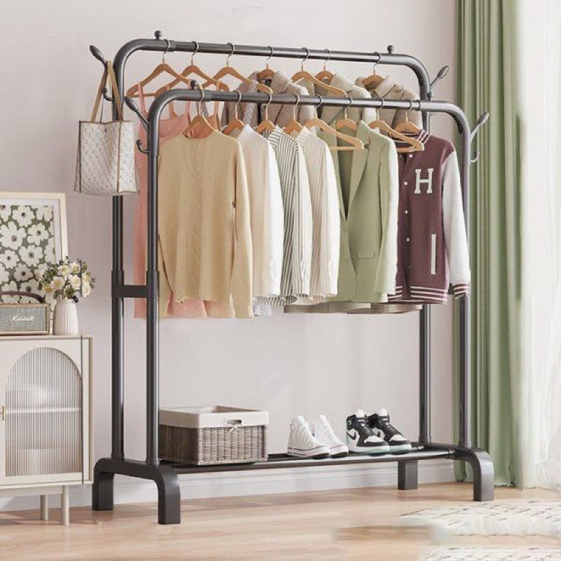 Jual DOUBLE STAND HANGER RAK GANTUNGAN BAJU RAK STANDING DOUBLE POLE ...