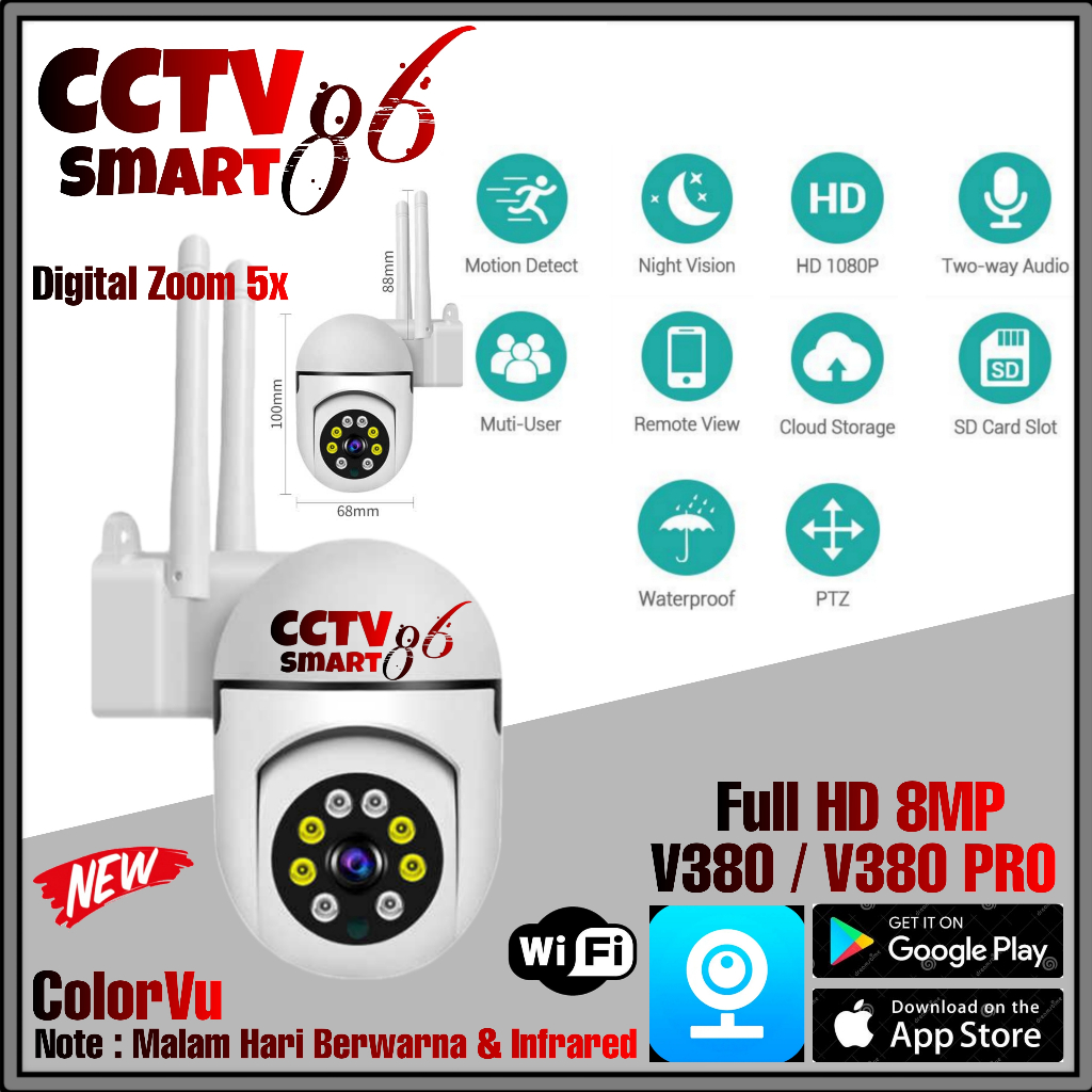 Jual New IP Camera PTZ Mini ColorVu Camera Wireless Full HD 8MP Wifi ...