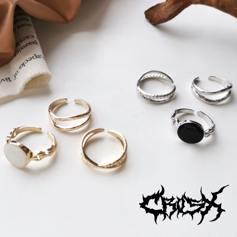 Jual 3PCS TONGA RING SET / GOLD RING CINCIN EMAS GEOMETRI AKSESORIS PERHIASAN OVAL CINCIN Y2K ...