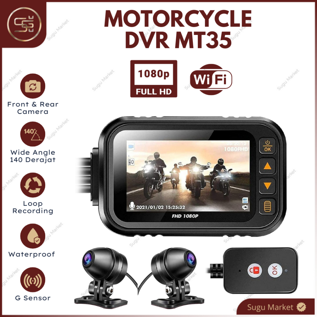 Jual Motorcycle DVR MT35 MT83B | Kamera Motor Dual Cam G-Sensor FHD ...