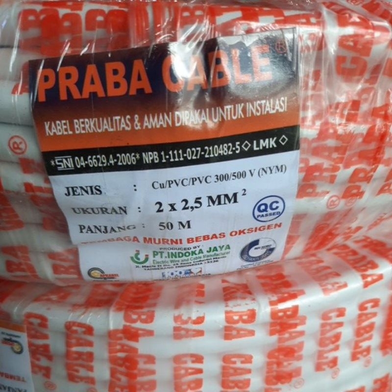 Jual kabel listrik praba nym 2x2,5 mili harga per 1 meter | Shopee ...