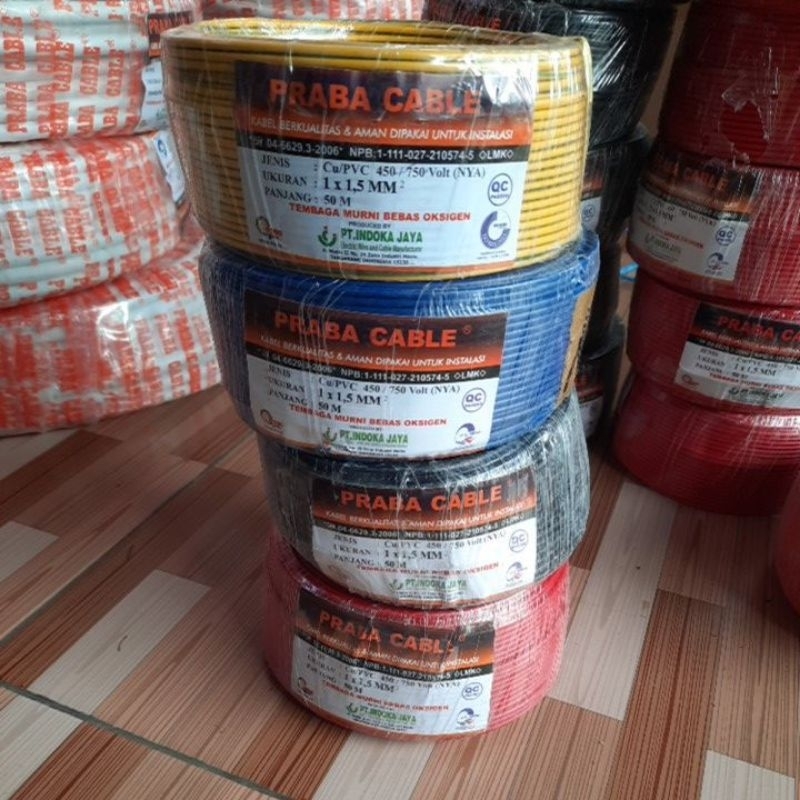 Jual kabel listrik praba nya 1x1,5 mili harga per rol panjang 50 meter ...