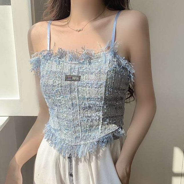 Jual ComfitStore Und234 Tank Top Jerami Tweet Top Vintage Wanita Model ...