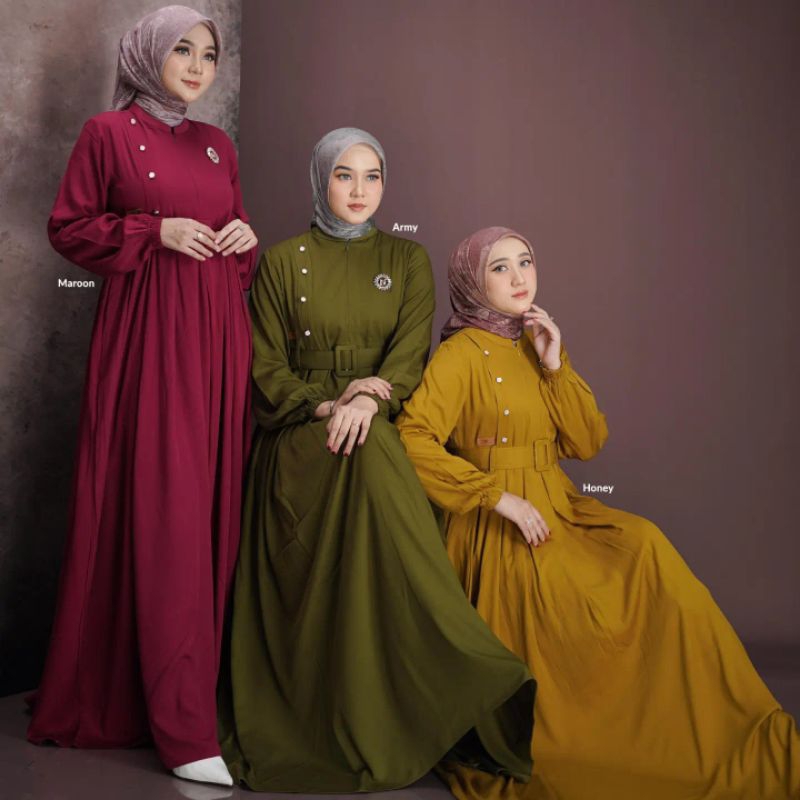 Jual DR102| SAFEERA DRESS by Nadheera Luxury [ NEW - ND Plain Series ] Gamis Nadheera Luxury ...