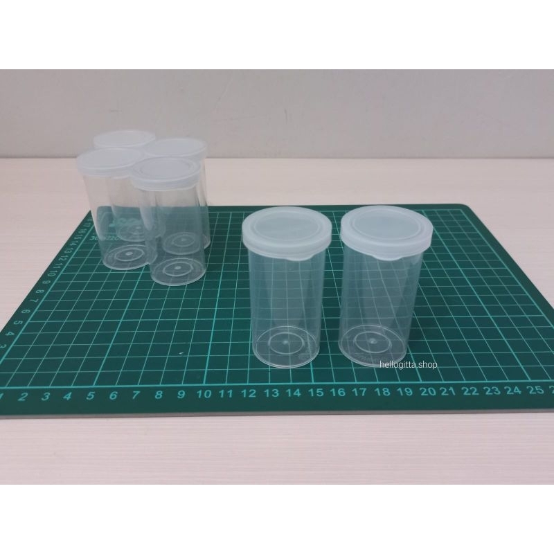 Jual TABUNG PENYIMPANAN BAHAN PLASTIK TRANSPARAN Uk. Ø 3.4 x 6.6 cm ...