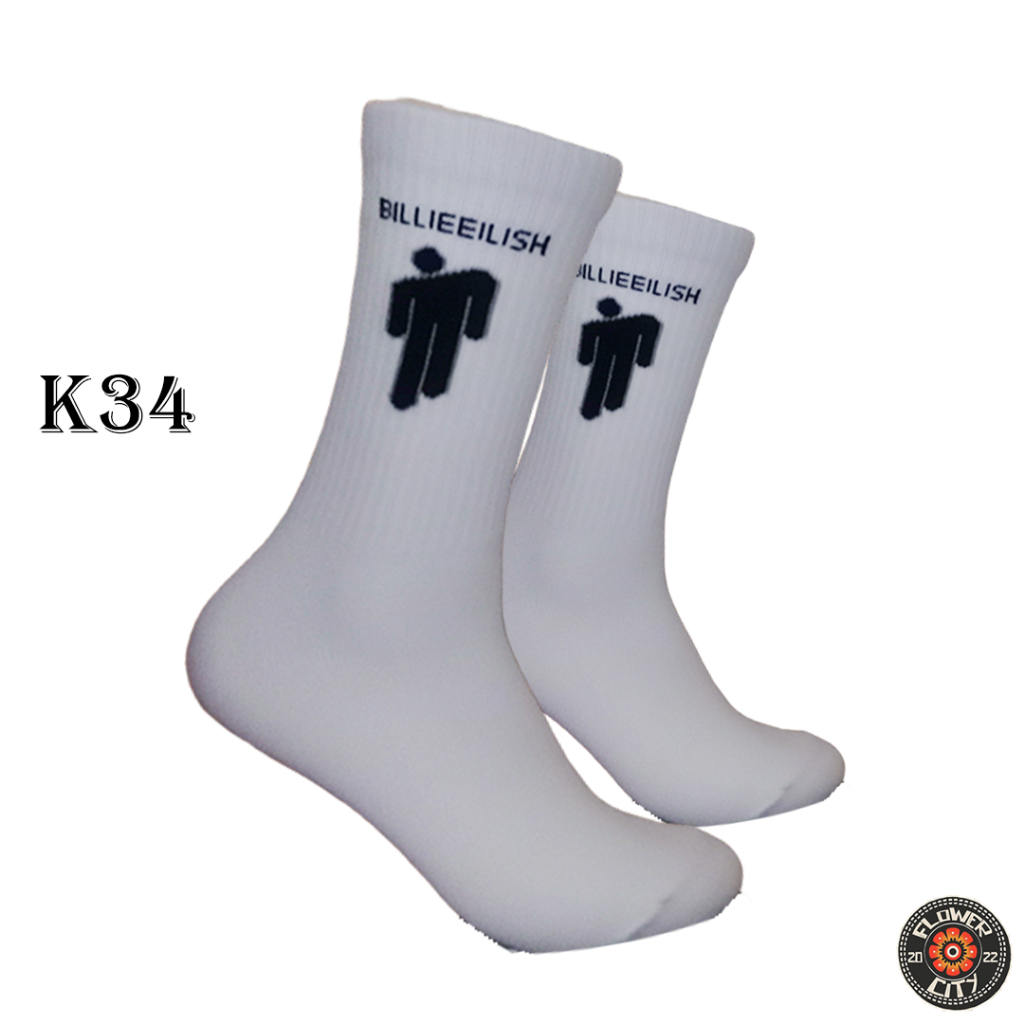 Jual Kaos Kaki Oldschool Motif Billie Eillish Putih (FC) No. K34 ...