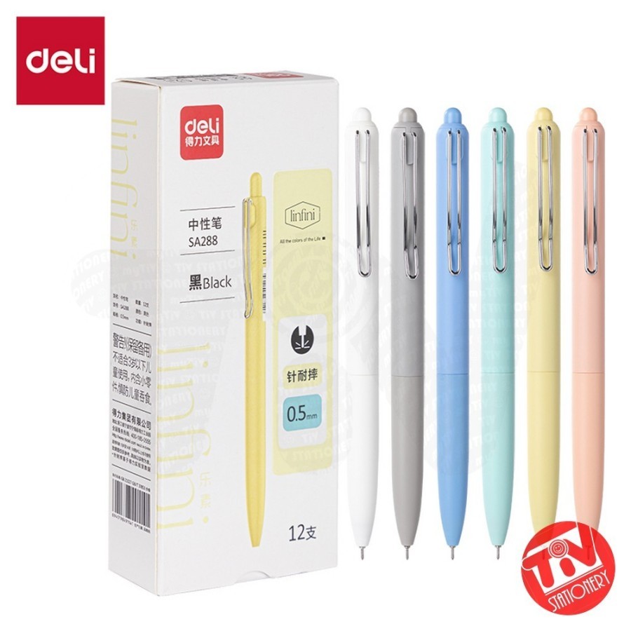 Jual Gel Pen Deli Linfini Soft Pastel Color Barrel 0.5 mm (Black Ink ...