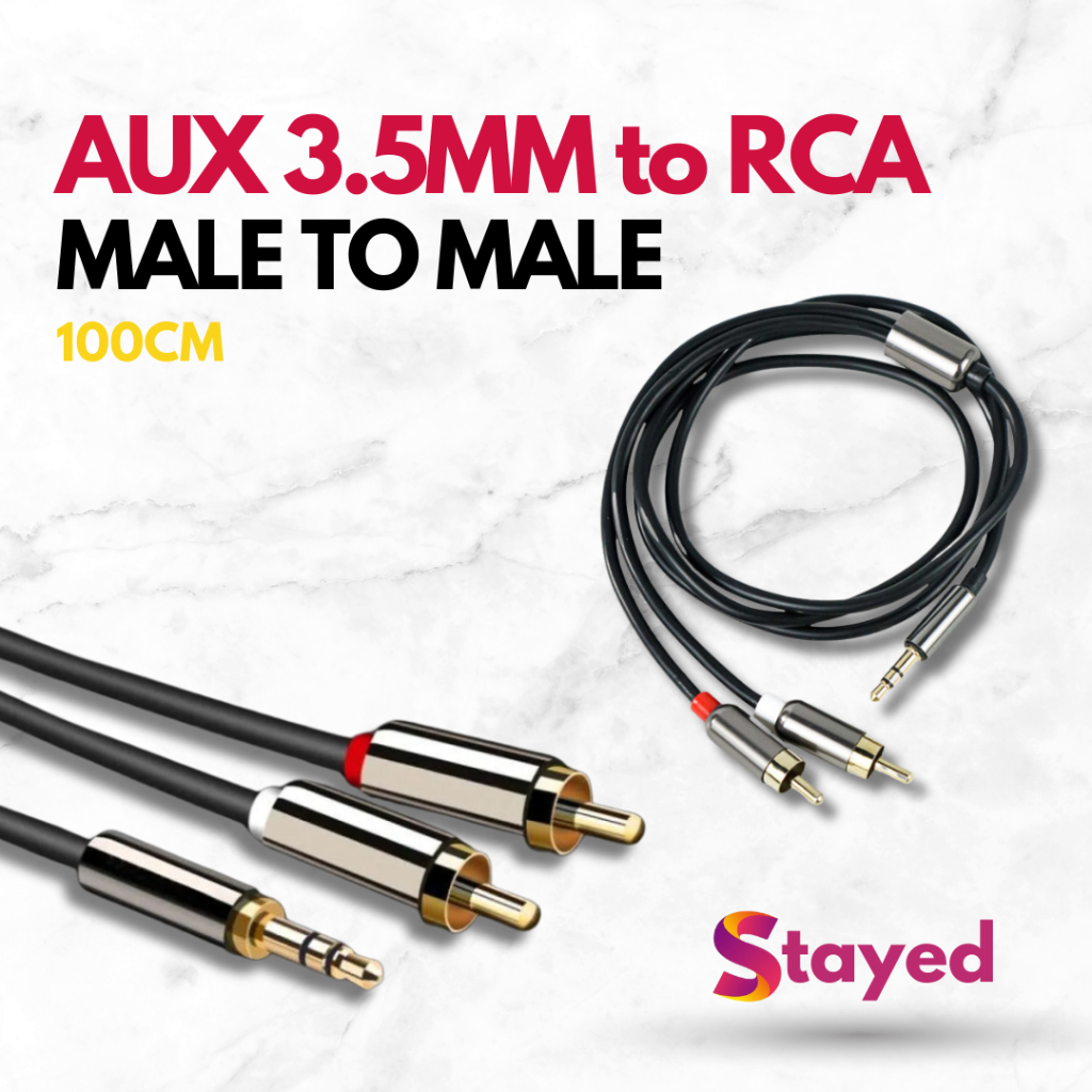 Jual Kabel Jack AUX 3.5 mm Male ke RCA Male 100 cm FONKEN A4 | Shopee Indonesia