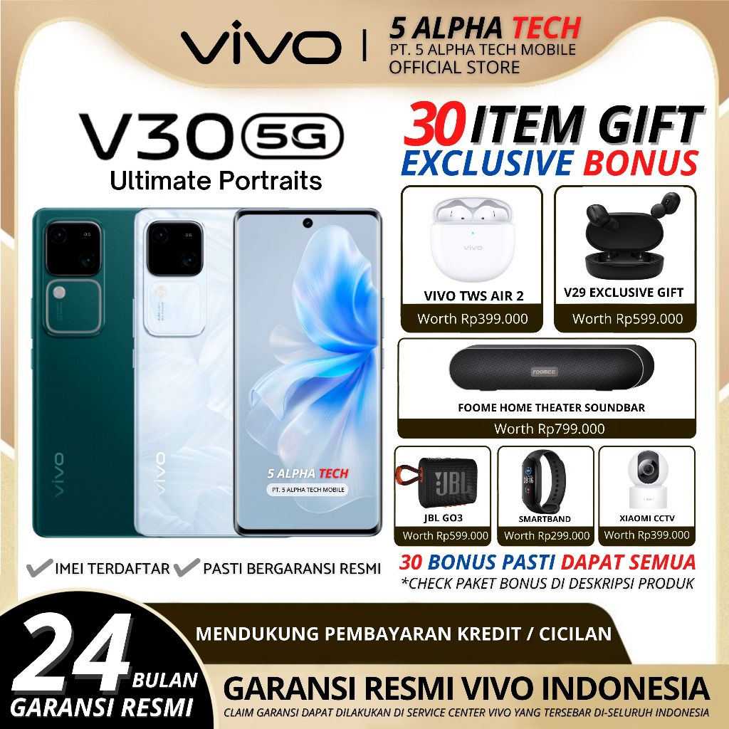 Jual VIVO V30 5G 12/512GB ( +12GB Extended RAM ) Garansi Resmi Vivo | Shopee Indonesia