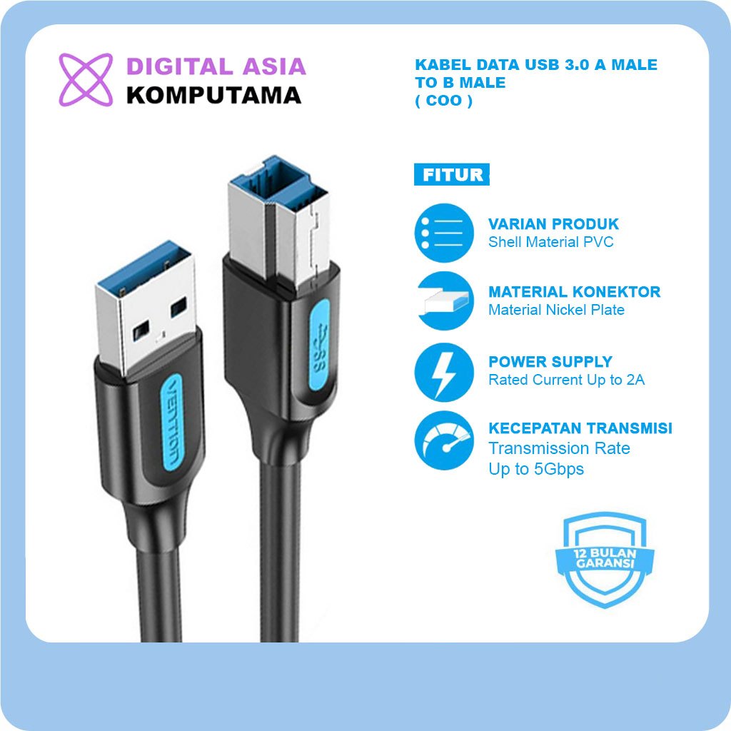 Jual Vention Kabel Data USB 3.0 Type B for Printer Harddisk | Shopee ...
