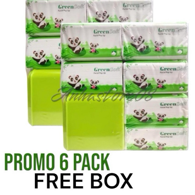 Jual [6 PACK] + FREE KOTAK TISUE Paket PROMO Tisue Greensoft Pop Up (Isi 6pcs + FREE KOTAK ...