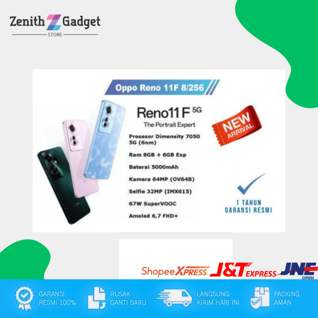 Jual OPPO Reno 11F 5G 8GB/256GB [64MP Ultra-Clear Triple Camera, 67W ...