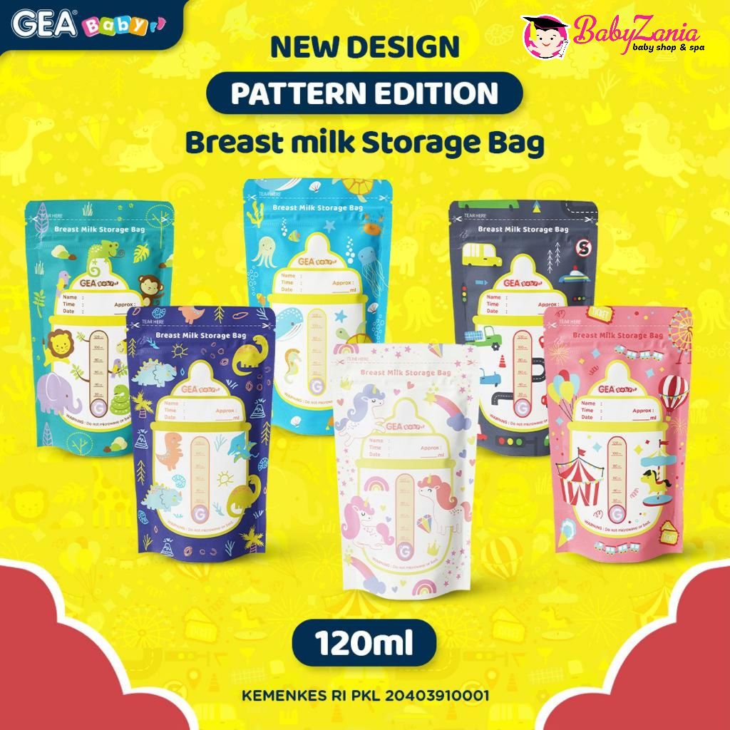 Jual GEA Kantong Asi Breast Milk New Edition Motif | 120ml 30 Pcs | Shopee Indonesia