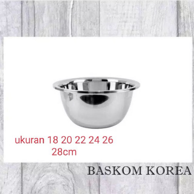 Jual Baskom korea stainless stell tebal premium 34cm / mixing bowl ...