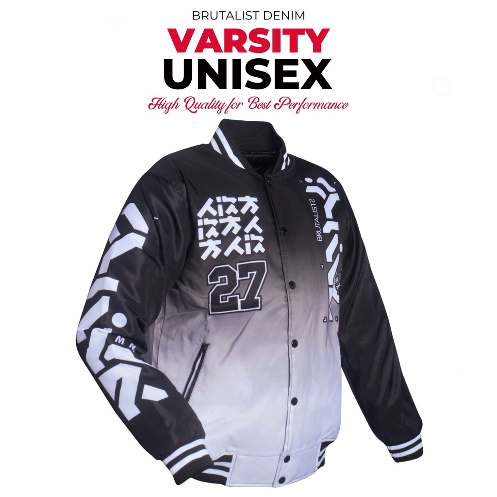 Jual Jaket Baseball Varsity jacket Pria Wanita Printing GRADASI HITAM ...