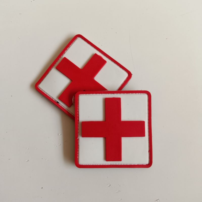 Jual patch rubber logo cross dasar putih lis merah - medic - pmi ...