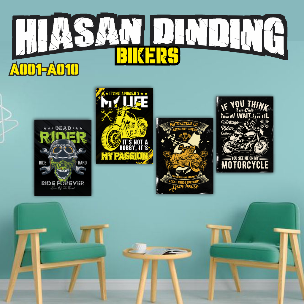 Jual Hiasan dinding motif motor bikers keren dan murah code 01-10 ...