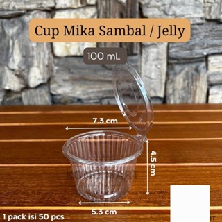 Jual Isi 50pcs Mika Cup Pudding Agar / Mika Sambal + Tutup Sambung 35ml ...