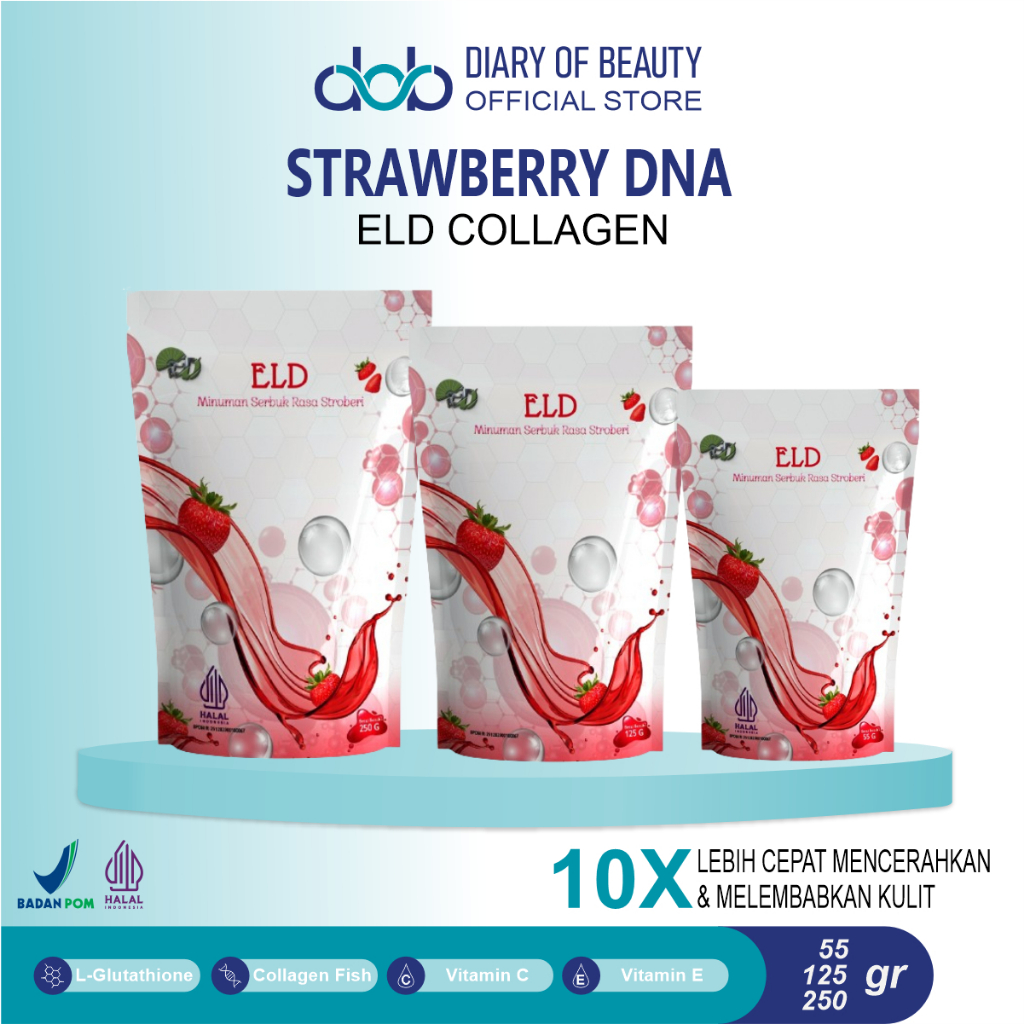 Jual ELD Collagen Drink Rasa Strawberry DNA Salmon Minuman Pemutih ...