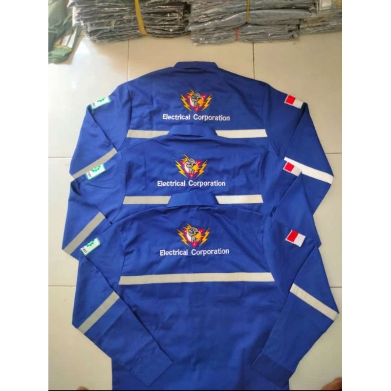 Jual wearpack safety seragam lengan panjang free logo bendera & logo k3 ...