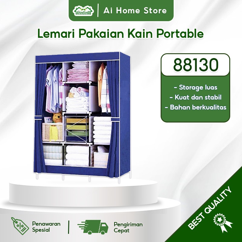 Jual Lemari Kain Portable Lemari Multifungsi 88130 Lemari 3 sekat ...