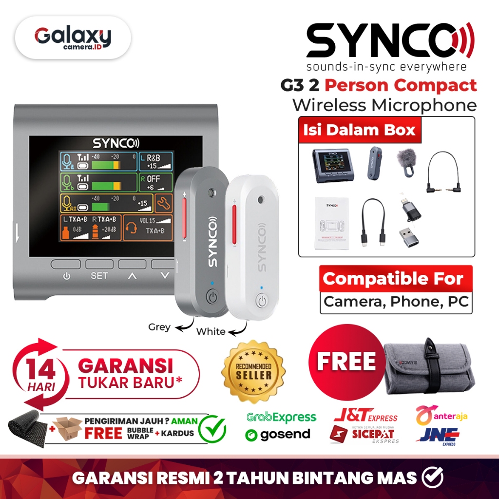 Jual Synco G3 2 Person 3.5mm Wireless Microphone Mic 2 Transmitter Resmi | Shopee Indonesia