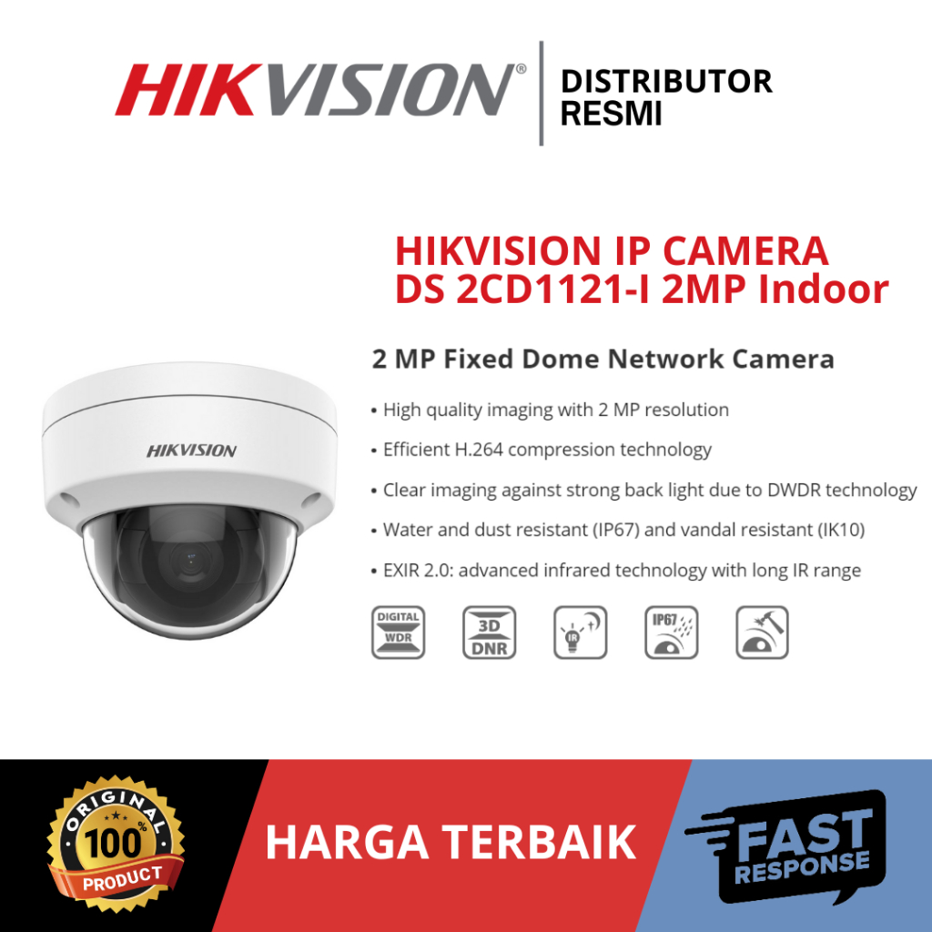 Jual HIKVISION IP CAMERA DS 2CD1121-I 2MP Indoor | Shopee Indonesia