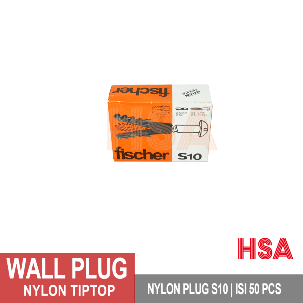 Jual PLUG TEMBOK PLASTIK / WALL PLUG ANCHOR TIPTOP S10 | ISI 50PCS ...