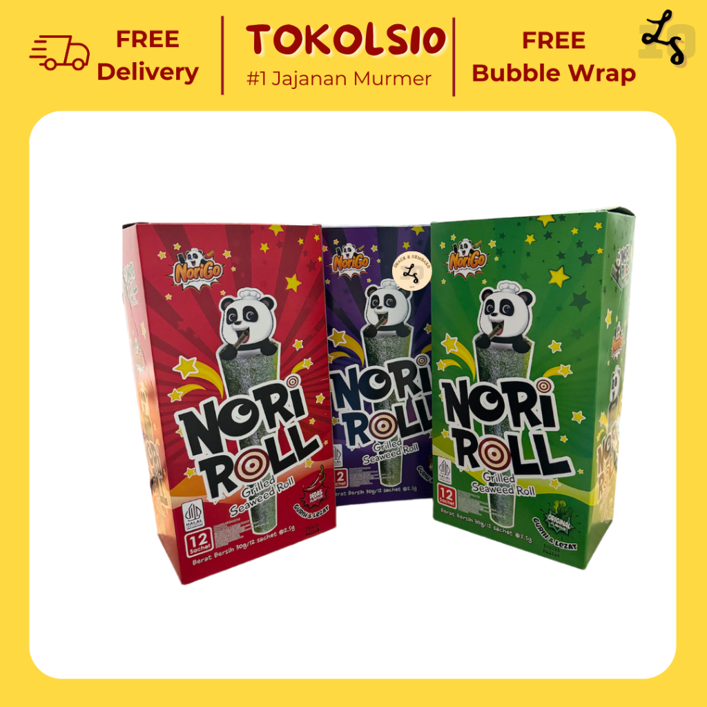 Jual NoriGo Nori Roll Grilled Seaweed Roll Rasa Ori/BBQ/Pedas 1 Box isi ...